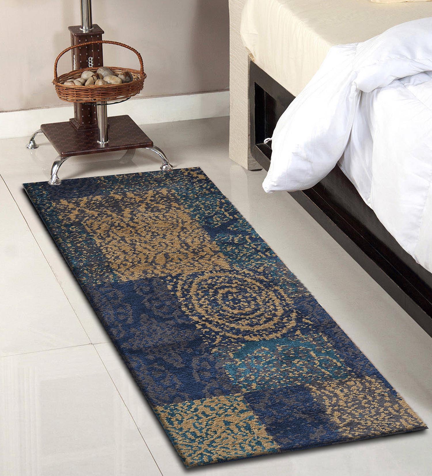 Blue Traditional Polyester Runner – PrestoBazaar