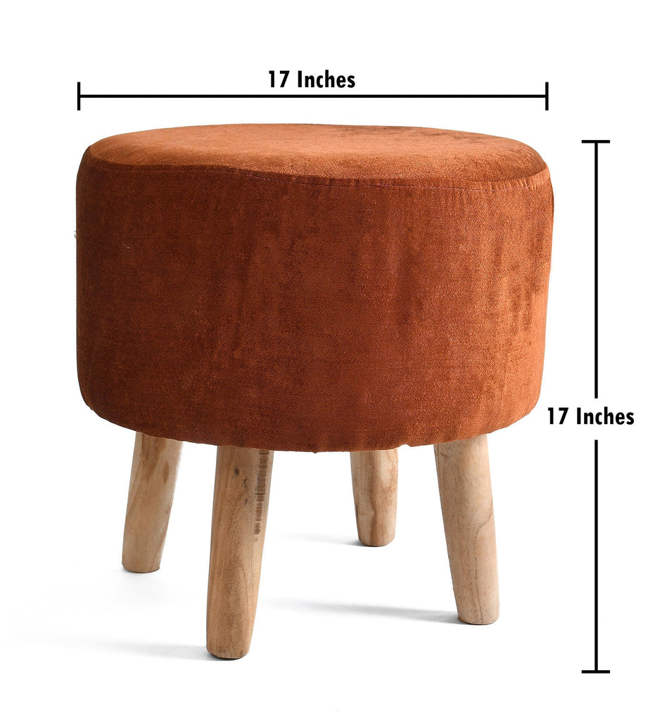 Orange Velvet Wooden Stool – PrestoBazaar